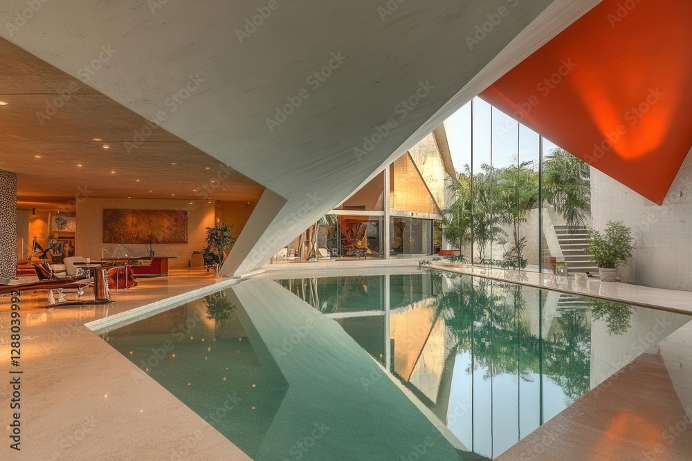 modern desert oasis mansion featuring floating geometric volumes ...