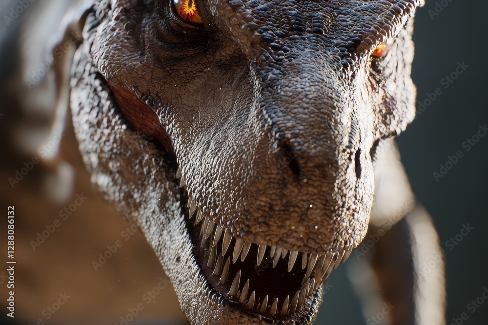 This image of a dinosaur with its mouth wide open provides a detailed ...
