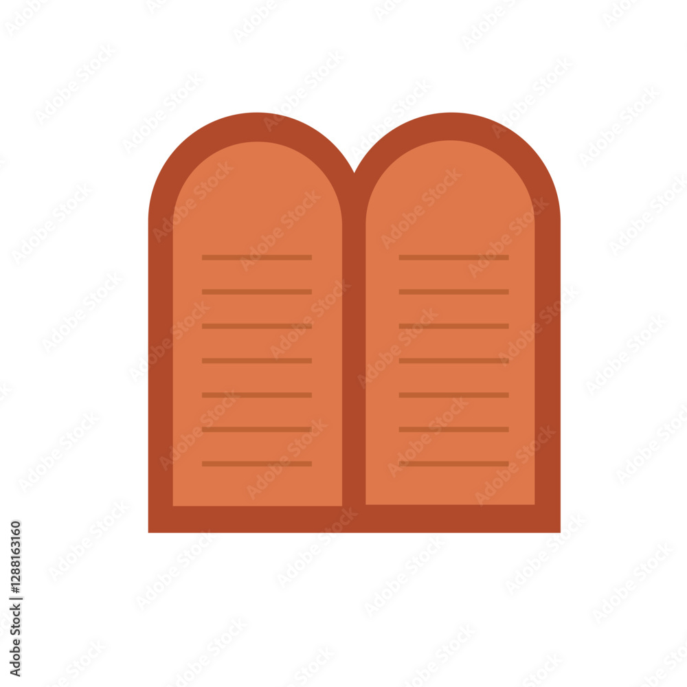Torah line icon. Depicts two stone tablets representing the Ten ...