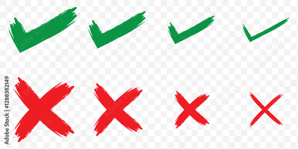 Transparent PNG available Green tick symbol and red cross sign in ...