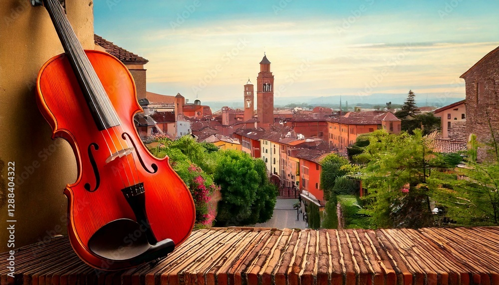 Violins and European Towns: Violins and Cremona Landscapes Stock ...