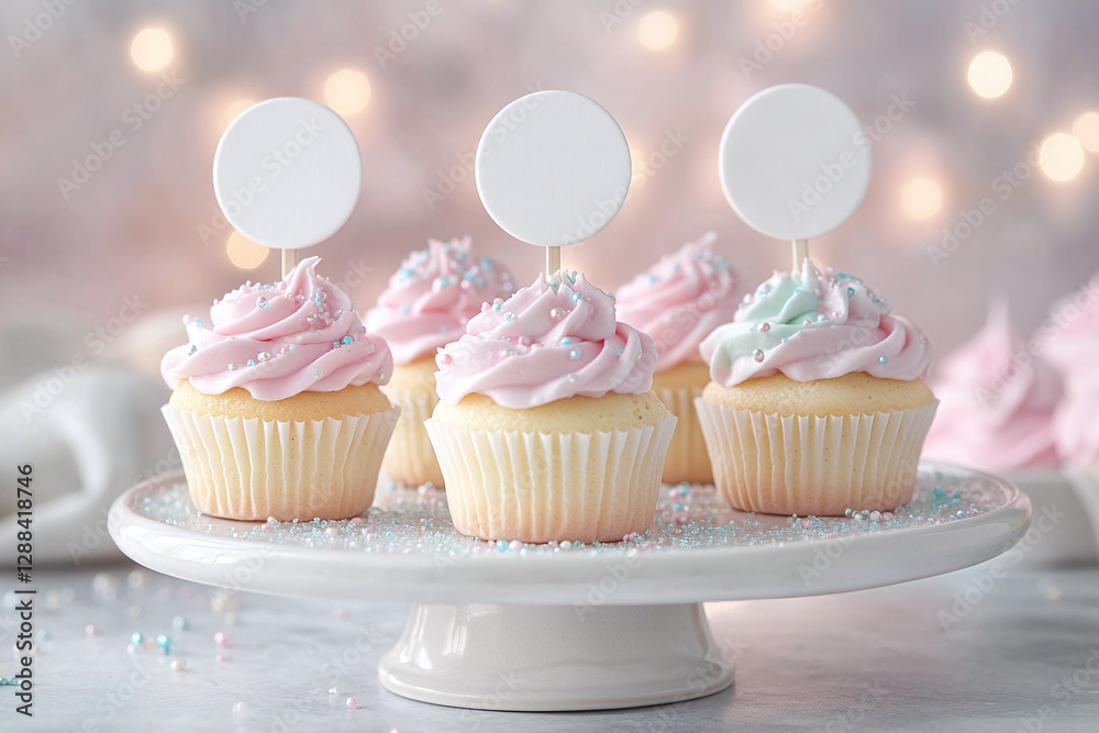 Round blank cupcake toppers mockup for the Mermaid Birthday Party ...