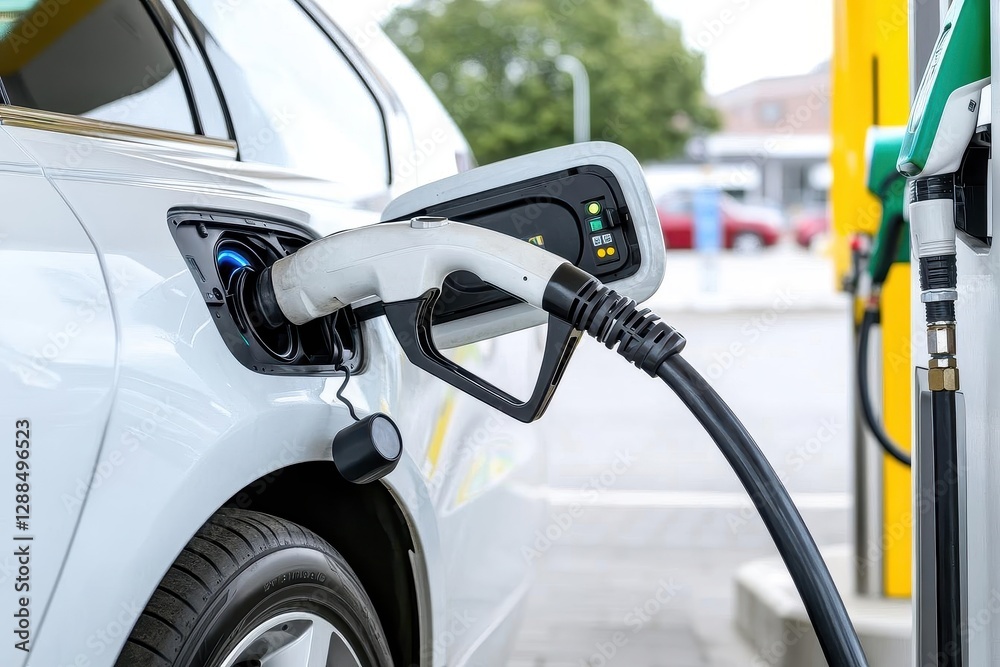Hydrogen car charging at modern filling station Stock Illustration ...