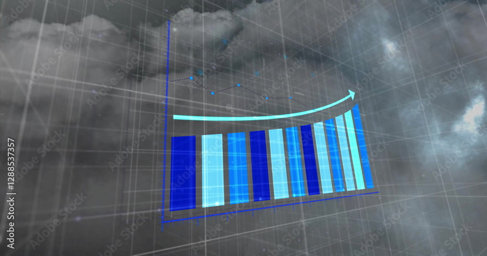 Image of blue diagrams and arrow over storm Stock Illustration | Adobe ...