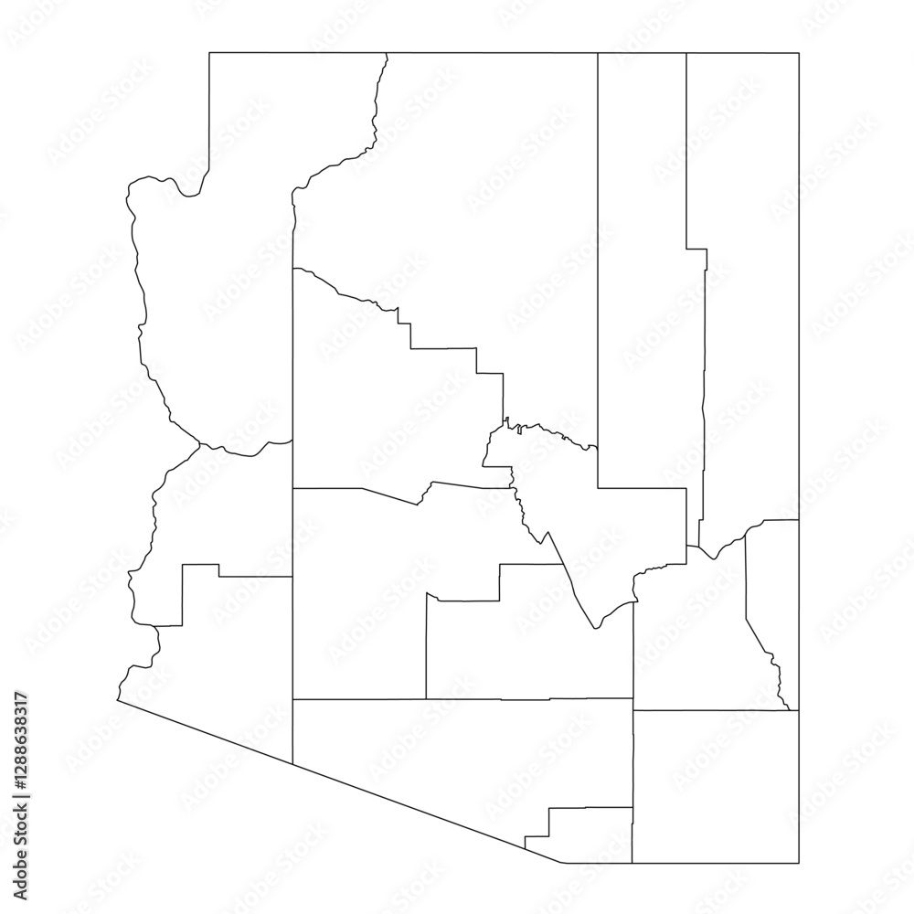 Arizona, AZ - detailed political map of US state. Administrative map ...