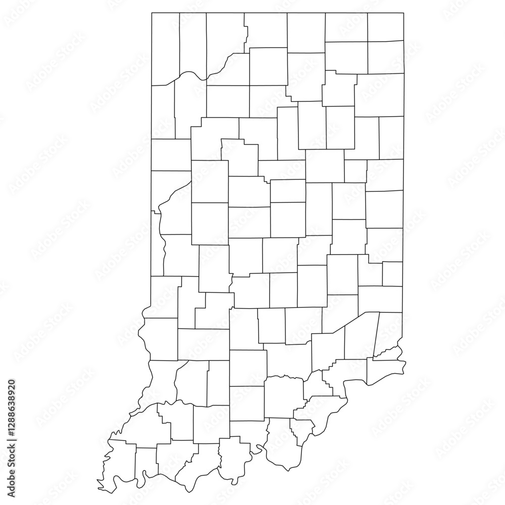 Indiana, IN - detailed political map of US state. Administrative map ...