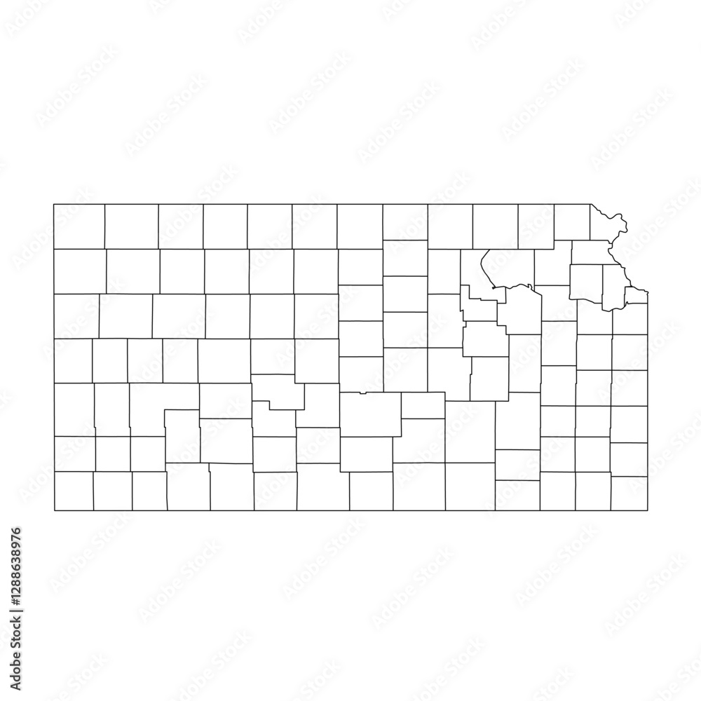 Стоковое векторное изображение «Kansas, KS - detailed political map of ...