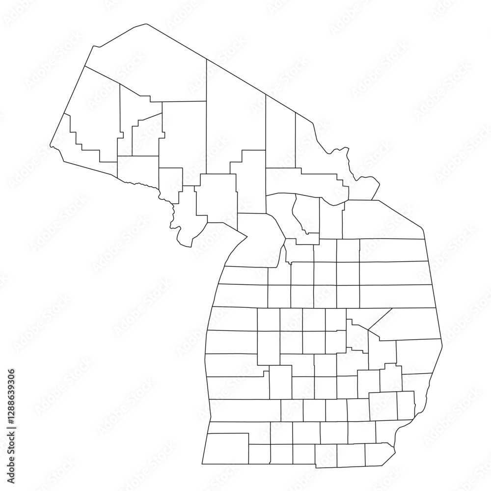 Michigan, MI - detailed political map of US state. Administrative map ...