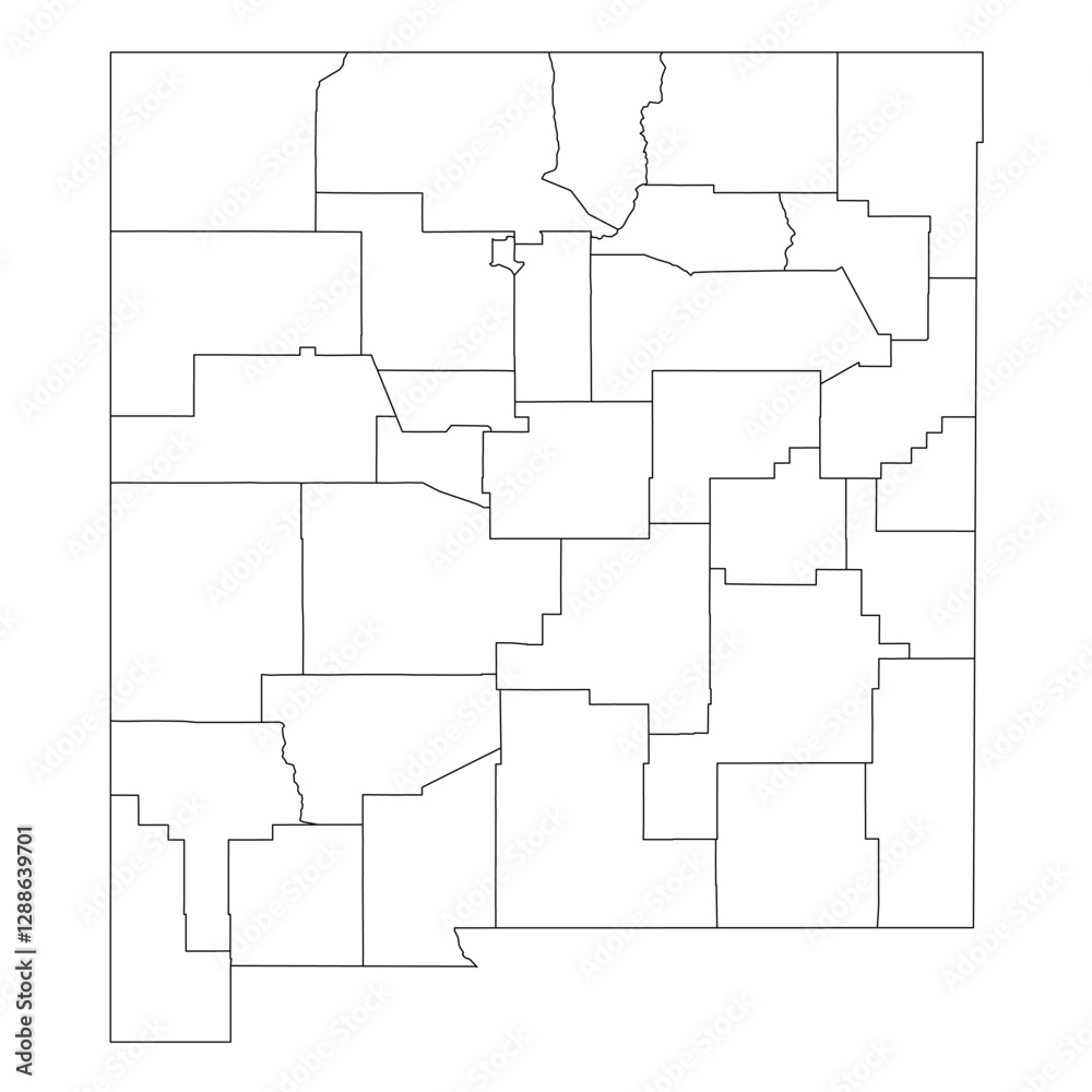 New Mexico, NM - detailed political map of US state. Administrative map ...