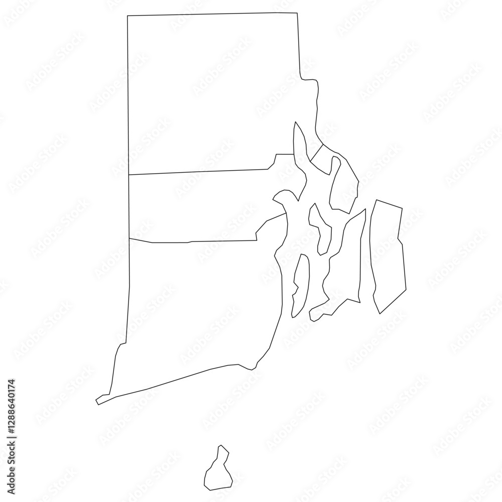 Rhode Island, RI - detailed political map of US state. Administrative ...