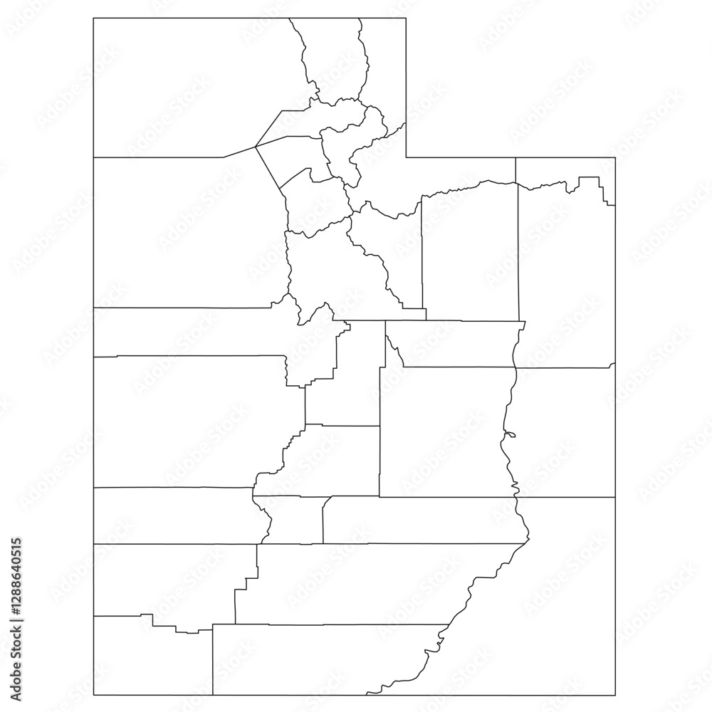 Utah, UT - detailed political map of US state. Administrative map ...