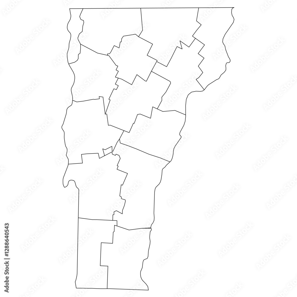 Vermont, VT - detailed political map of US state. Administrative map ...