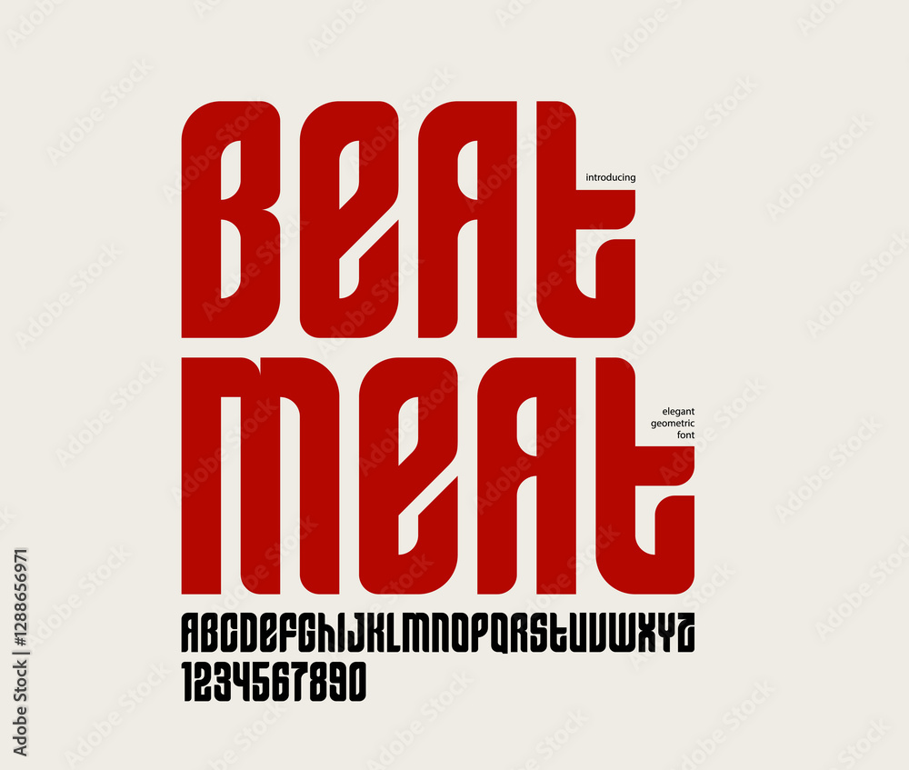 Geometric condensed sans serif typeface, vector tall and massive simple ...