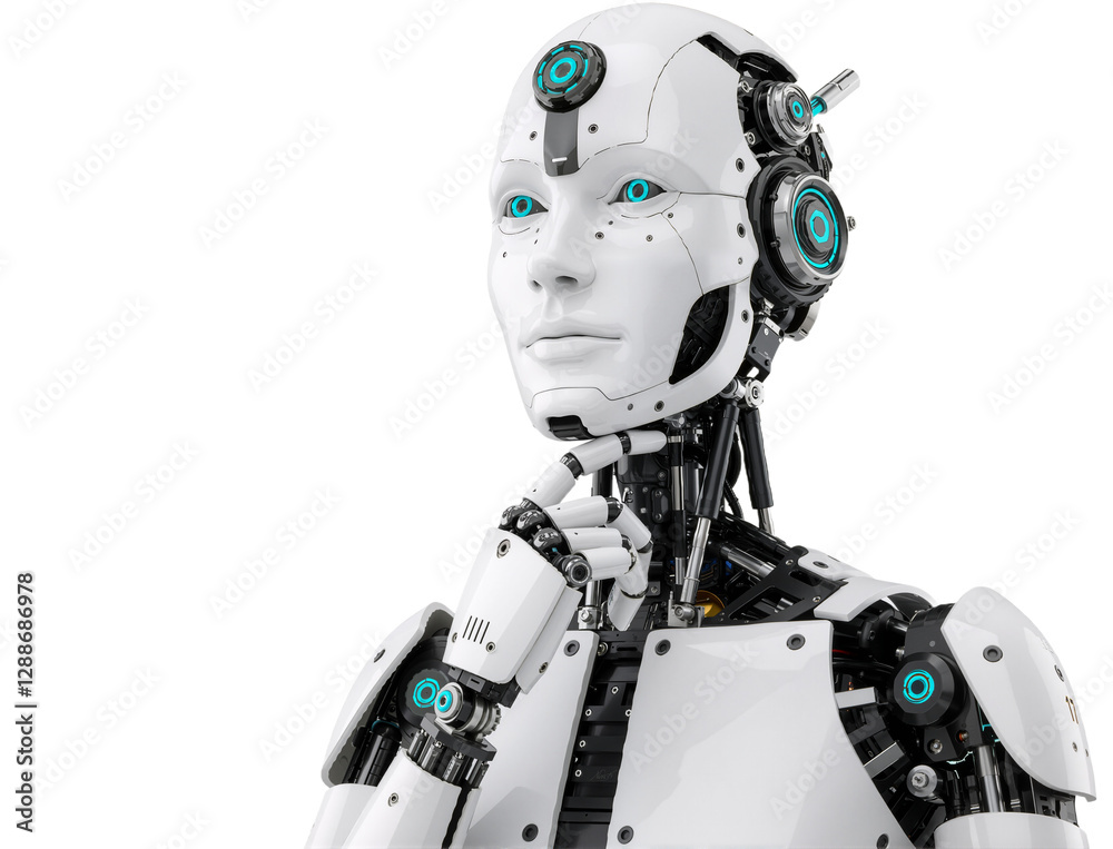 AI Robot Thinking, Side View, Isolated on a Transparent Background, PNG format Stock Photo ...