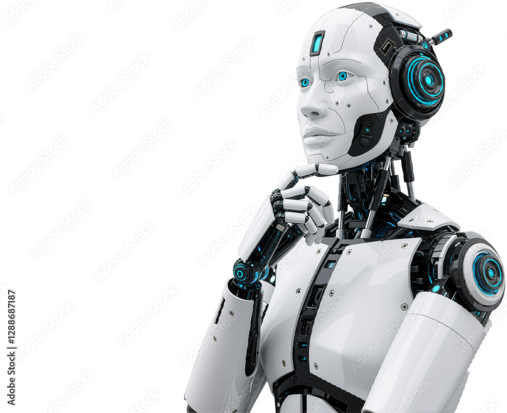 AI Robot Thinking, Side View, Isolated on a Transparent Background, PNG ...