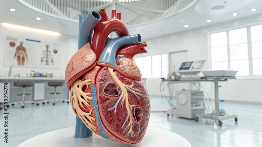 Ilustración de Stock Human Heart Anatomy Model 3D Render in Medical ...