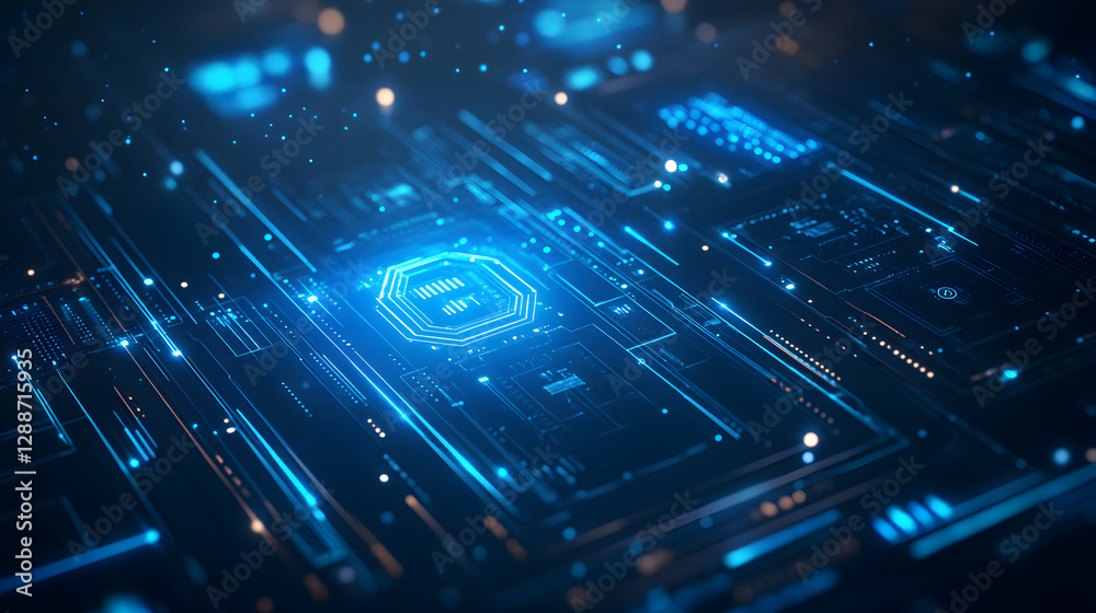 digital interface texture with floating data points and layered UI ...