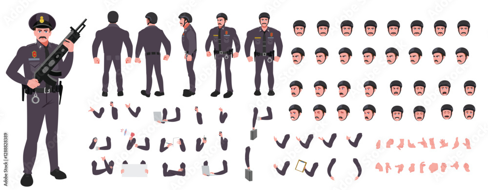 Police Officer Character Design Model Sheet. Man, Character design ...