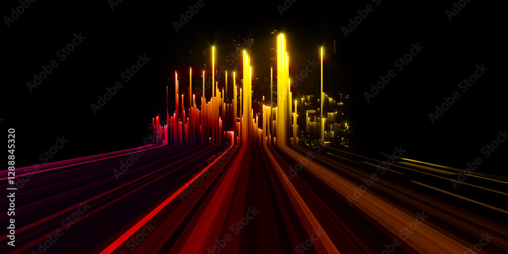 Empty digital podium with neon ligts. Glowing scene spotlights..Product ...