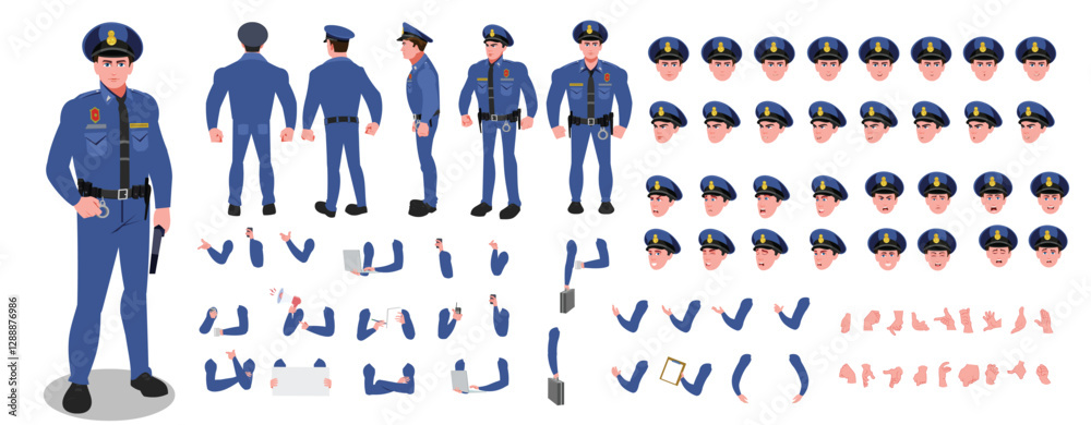 Police Officer Character Design Model Sheet. Man, Character design ...