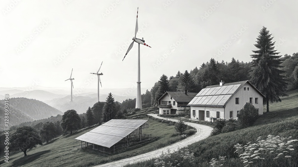 Renewable Energy Innovations concept Carbon Footprint Sustainability A ...