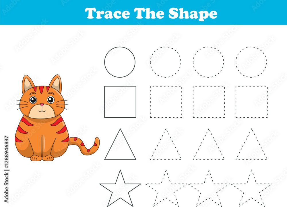 Tracing lines of different shape for kids with cats. Vector ...