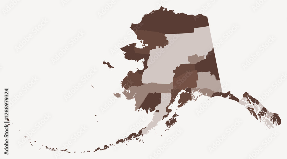 Map of Alaska with counties. Just a simple state border map with county ...