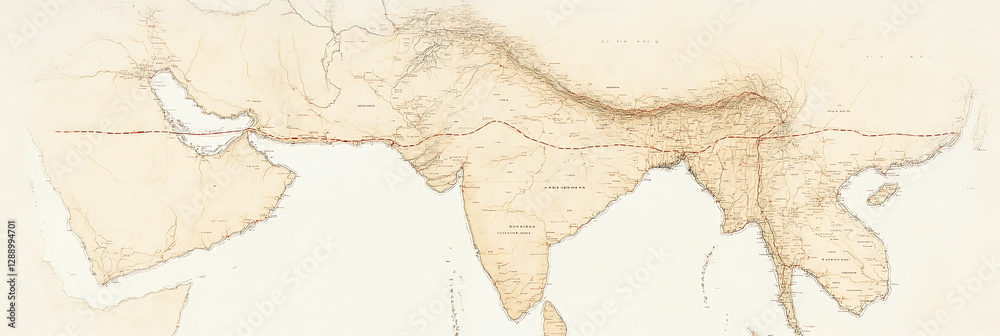 Historical Map of Middle East & Asia: Detailed topographical ...