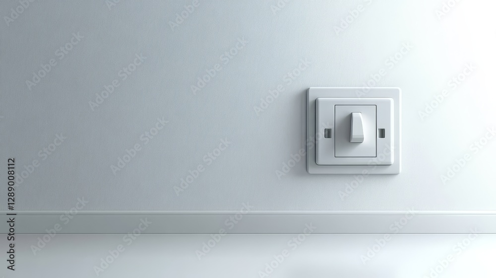 Illuminating simplicity, a closeup of white wall switch in modern ...