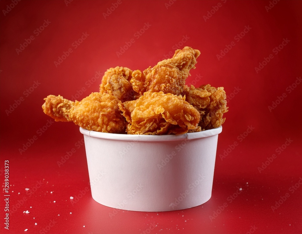 Fotografía de estudio profesional pollo frito en un cubo redondo de ...