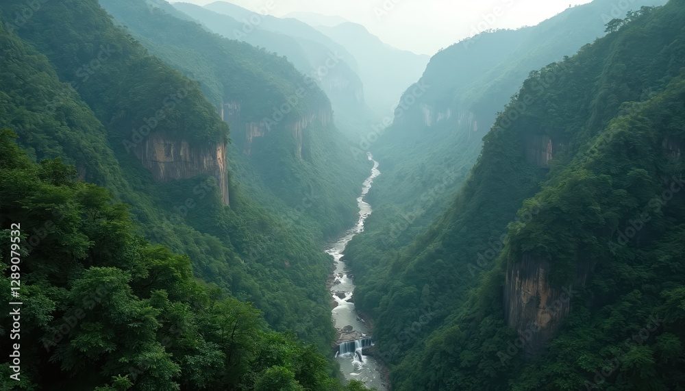 Aerial view of Western Ghats mountain range in India. Tropical forests ...