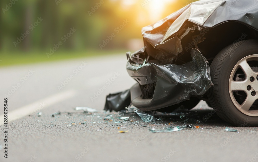 Car accident scene captured on road urban environment action ...