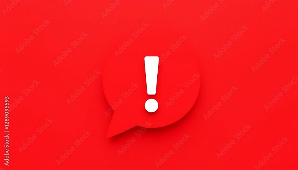 Red warning bubble with exclamation mark symbolizing alert, attention ...
