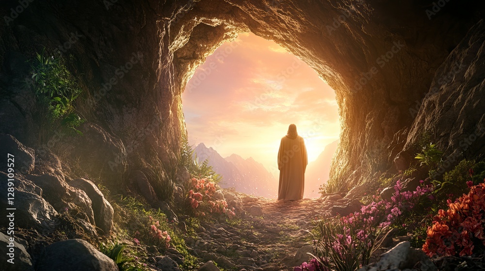 Resurrection Dawn: Jesus Christ emerges from the tomb, a powerful ...