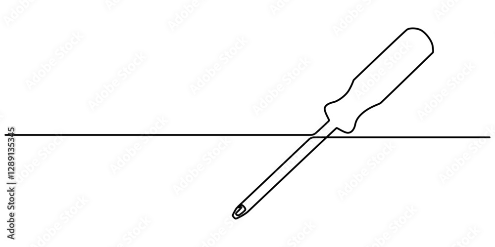 Vector continuous one editable line drawing of screwdriver. Single line ...