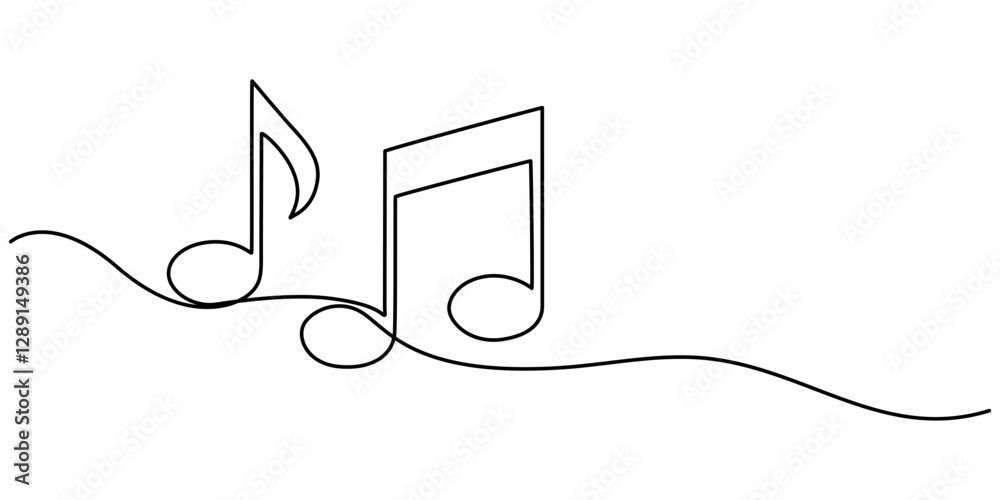 Continuous music line art note vector sketch illustration. Abstract ...