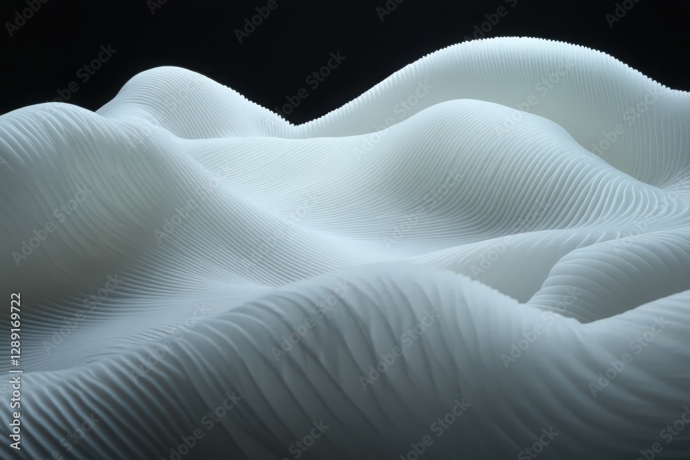 Abstract white textured landscape with undulating forms and subtle ...
