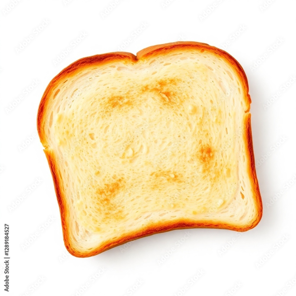 High-resolution stock photo of a single slice of white toast, top-down ...