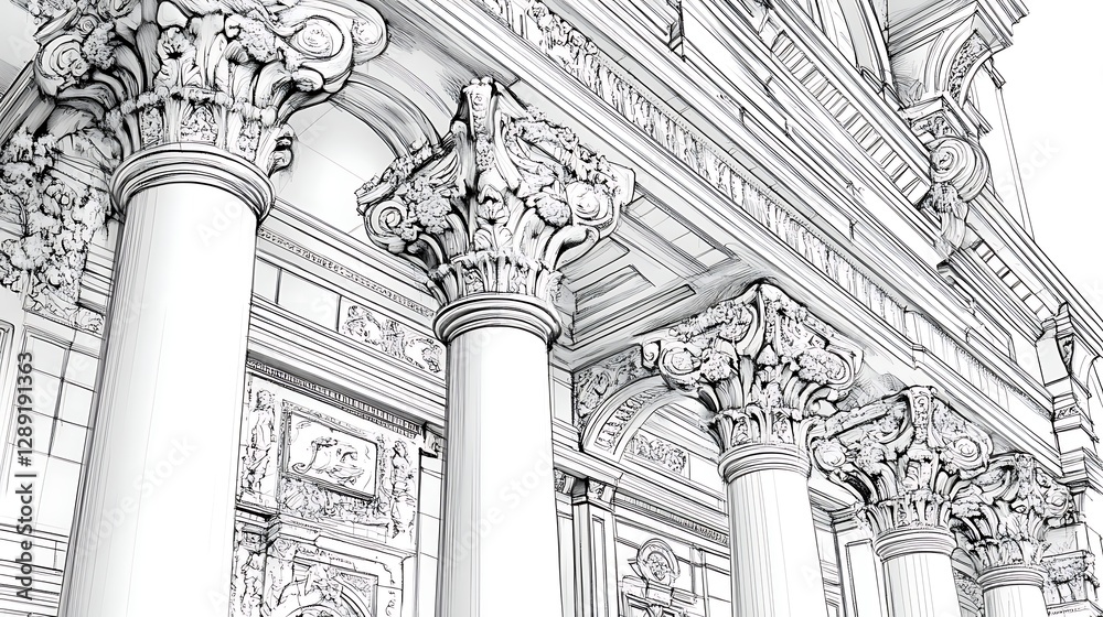 Classical greco roman building detailed columns architecture style high ...