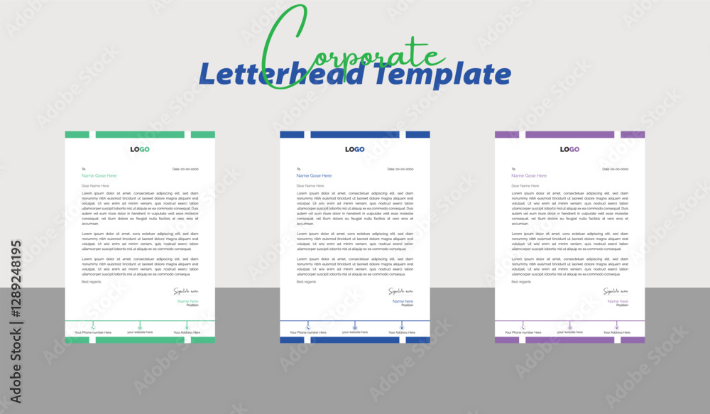 Corporate modern letterhead design bundle template with yellow, blue ...