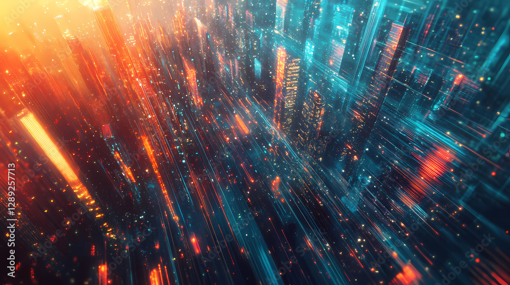 Illustrate a digital landscape where ai laws manifest as ethereal beams ...