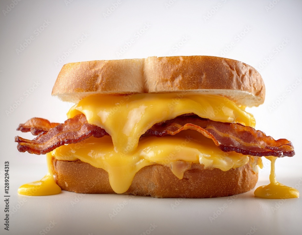 Fotografía de estudio profesional de un sandwich de bacon y queso ...