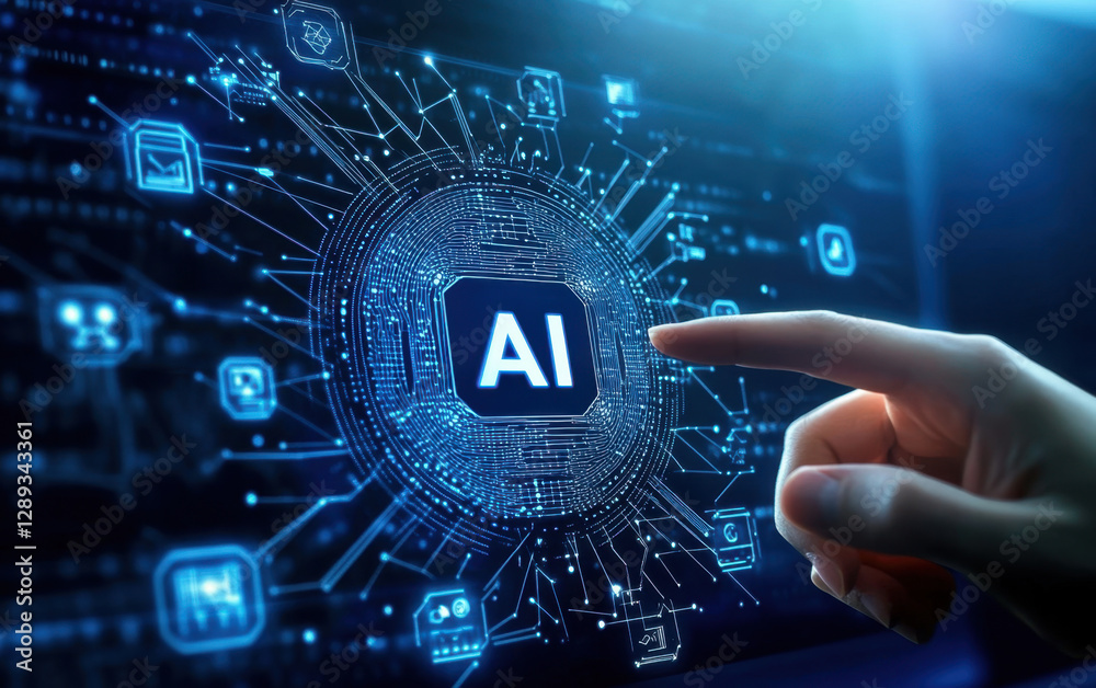 AI agent and generative artificial intelligence. Robotic processes automation and data analysis ...
