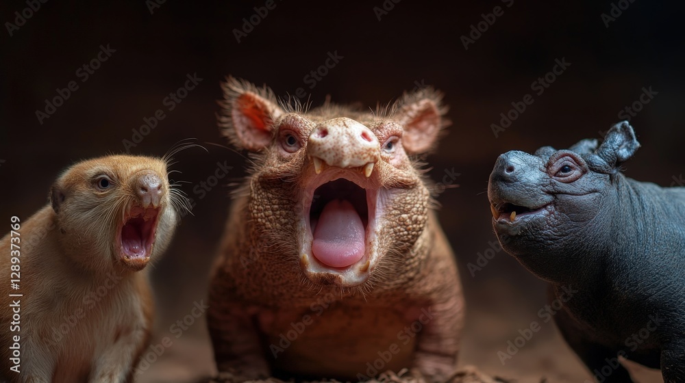 This striking image showcases three unique animals erupting in fierce ...