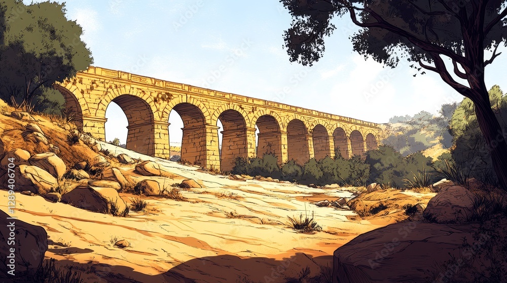 The Pont du Gard is an old Roman aqueduct, a man-made channel to carry ...