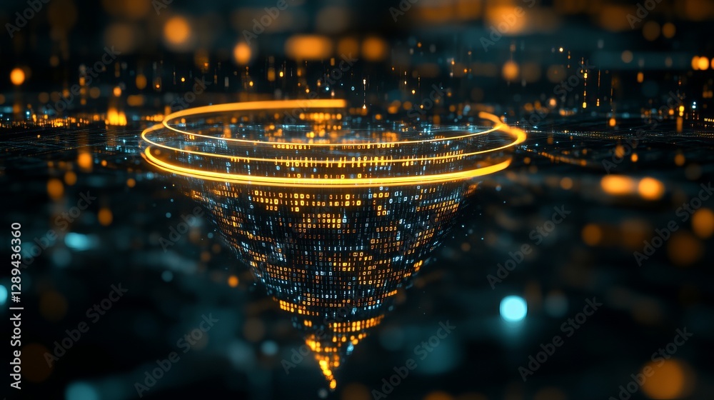 Automated email funnel visualization digital landscape graphic design abstract environment ...