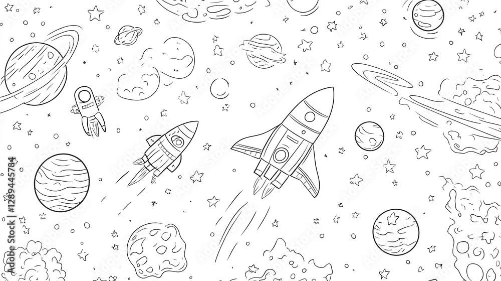 Explore outer space with this fun and engaging coloring page featuring ...