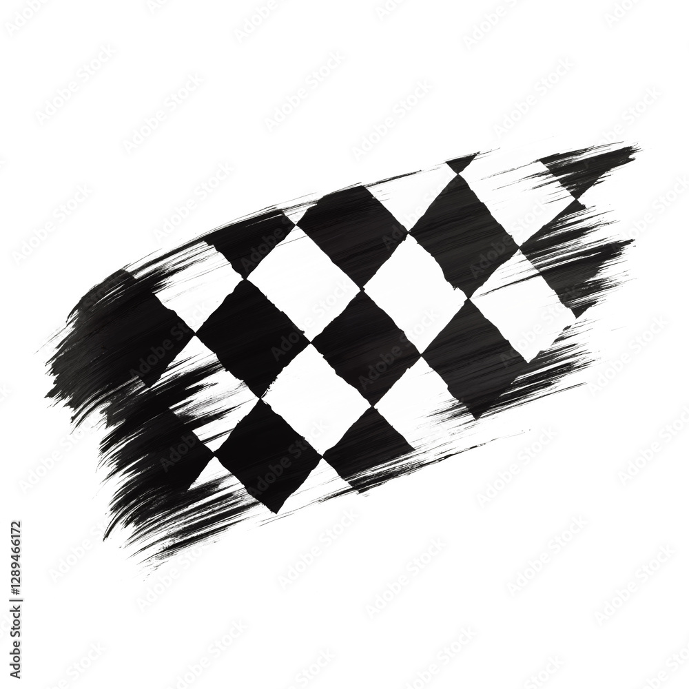 Black and white checkered paint stroke on a white background showcasing ...