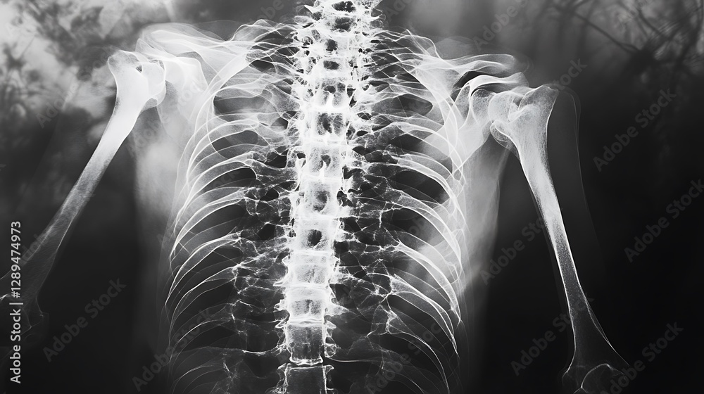 Human Rib Cage X-ray Showing Upper Body and Skeletal Structure Stock ...