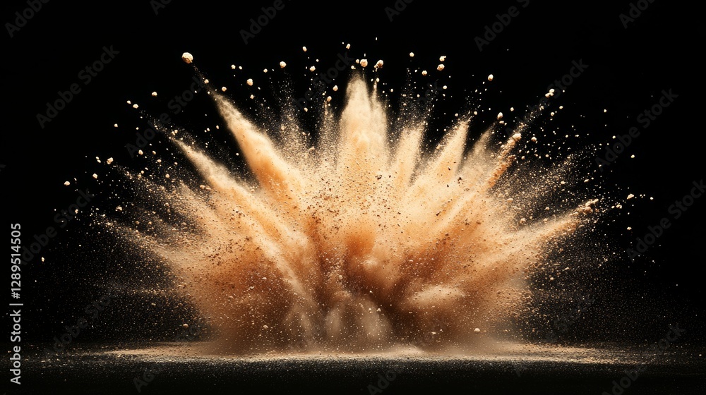 A burst of powder erupts dynamically, spreading vibrant hues in a high ...